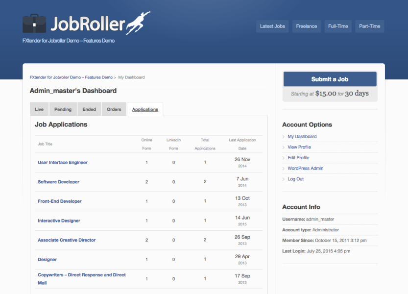 FXtender Pro JobRoller Plugin