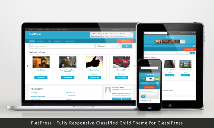 FlatPress - A Responsive and Flat Child Theme for ClassiPress