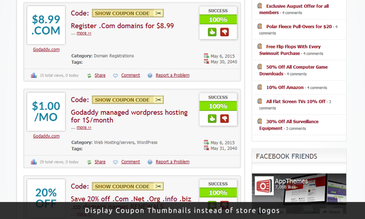 Coupon Thumbnails WordPress Plugin | AppThemes Marketplace